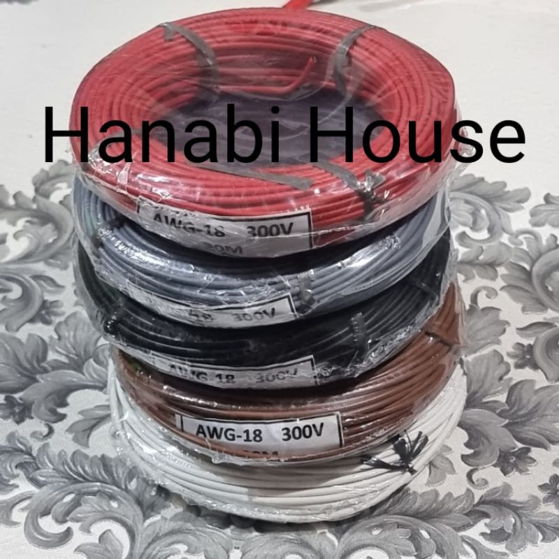 Jual Harga 1 Meter Kabel Listrik AWG 18 Serabut Tembaga Putih Awg18 300V | Shopee Indonesia