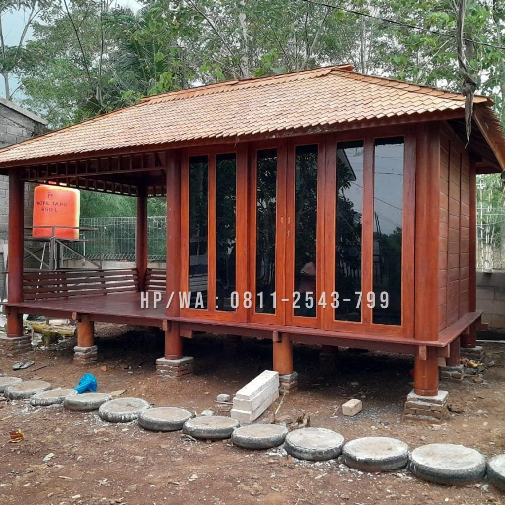 Jual Gazebo Dinding Kaca Minimalis Custom Kayu Kelapa Atap Sirap Ukuran ...