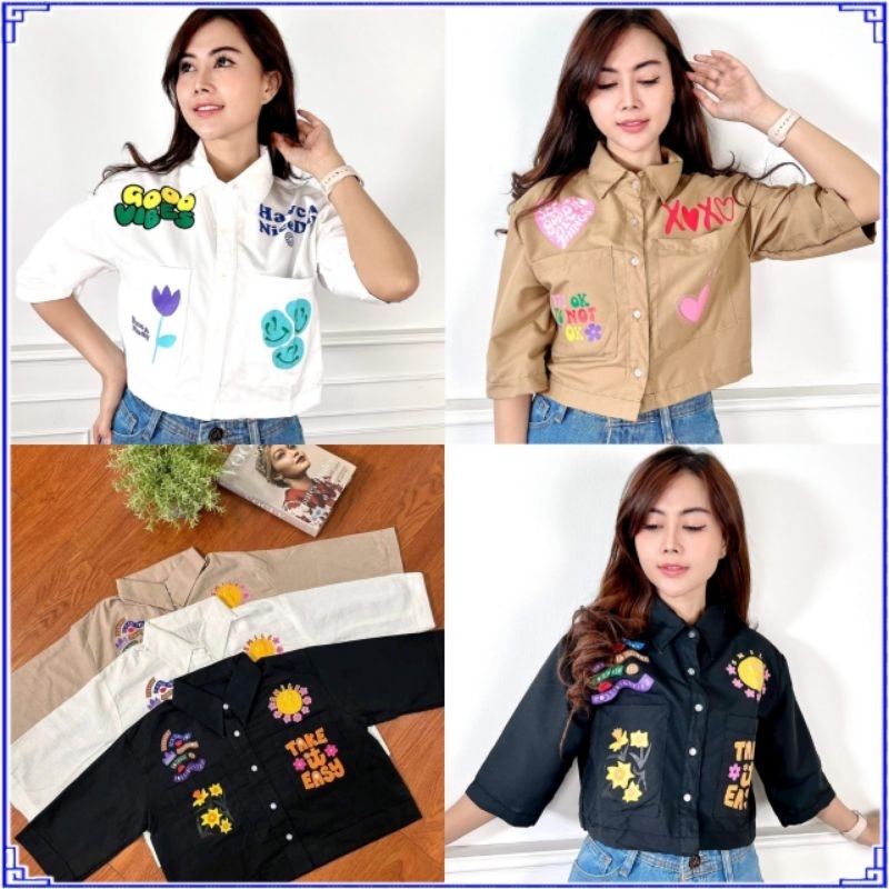Jual Erfashion - Kemeja Wanita Sablon Lucu | Pop Up Cute Shirt Kemeja ...