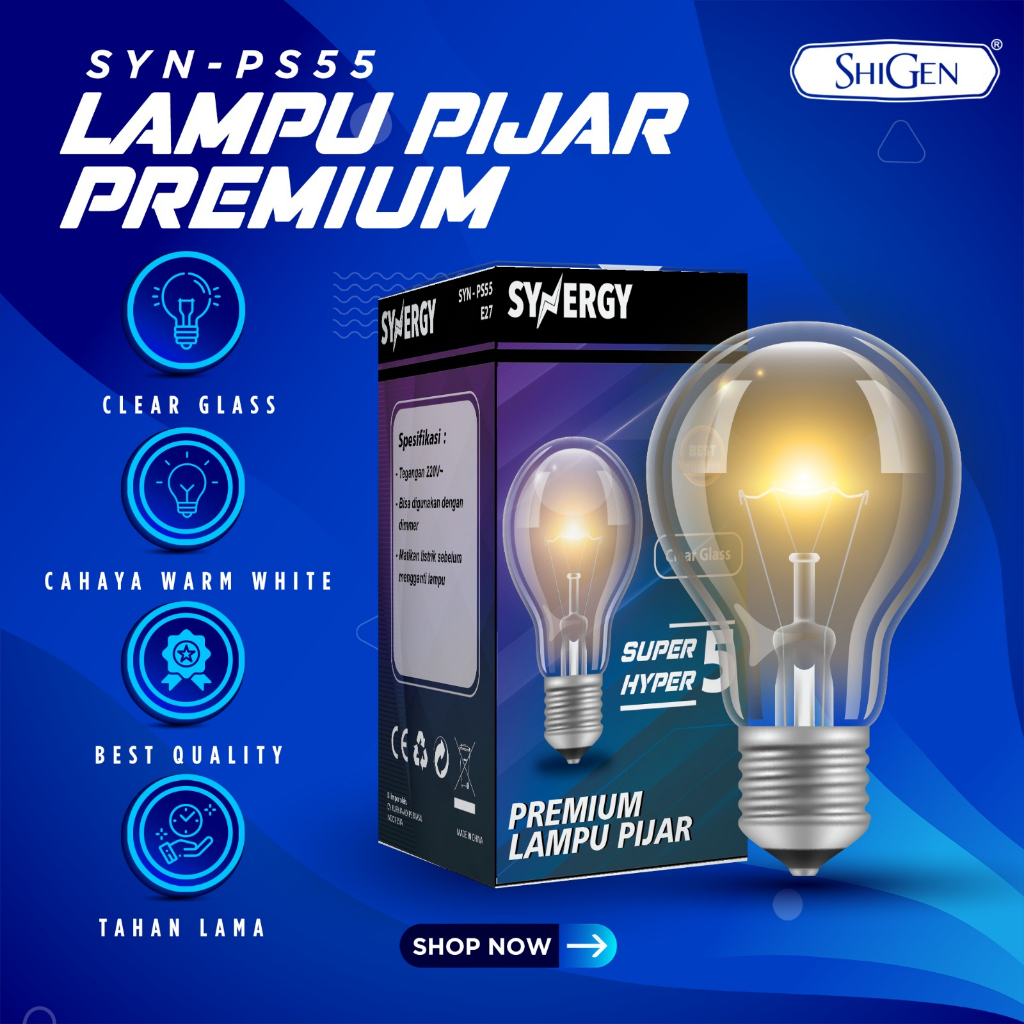 Jual LAMPU PIJAR PREMIUM CLEAR GLAS SYN BY SHIGEN PS 55 40 Watt ...