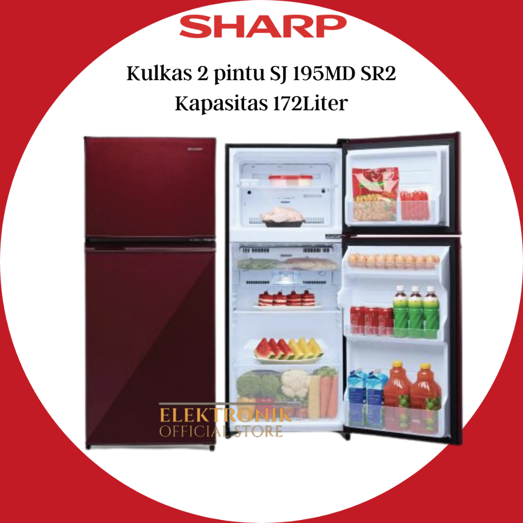 Jual SHARP KULKAS 2 PINTU SJ 195MD SR2 KAPASITAS 172 / 152 Liters ...