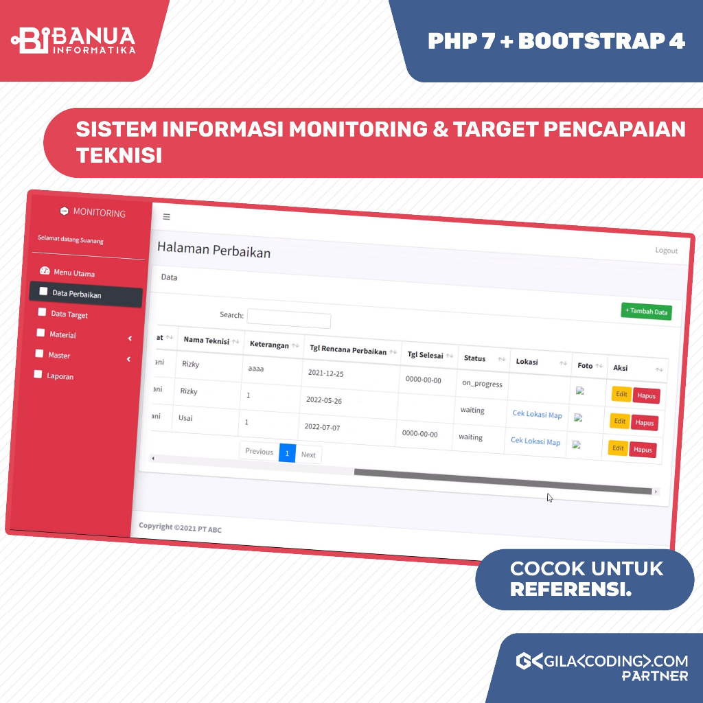 Jual Sistem Informasi Monitoring & Target Pencapaian Teknisi Berbasis ...