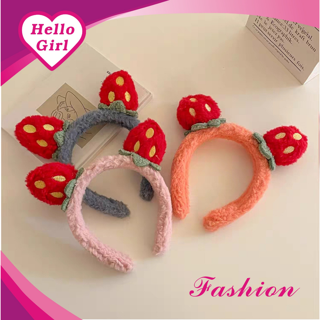 Jual (Hello Girl)B62 Bando Wanita Bulu-Bulu Motif Strawberry Gaya Korea ...