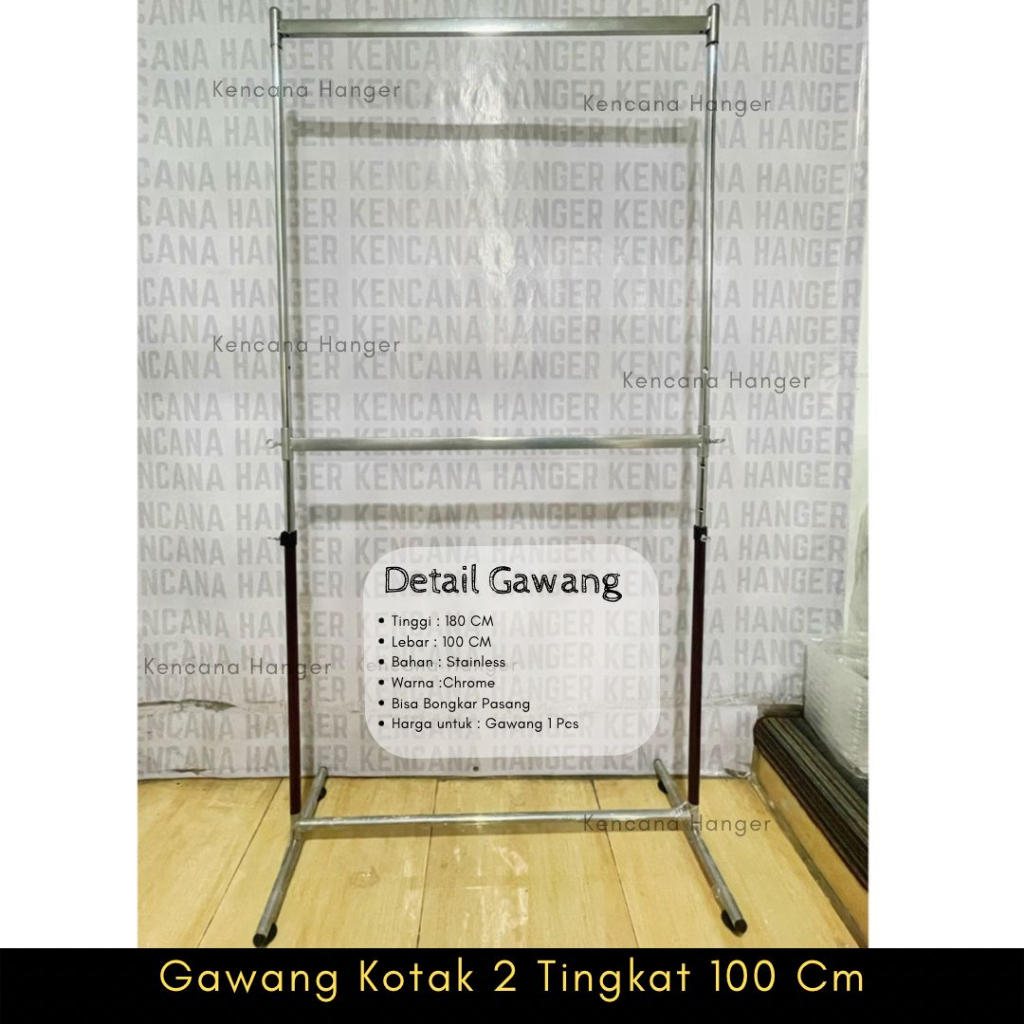 Jual Gawangan / Gawang Baju Palang Kotak 100 Cm 2 Tingkat Gantungan ...