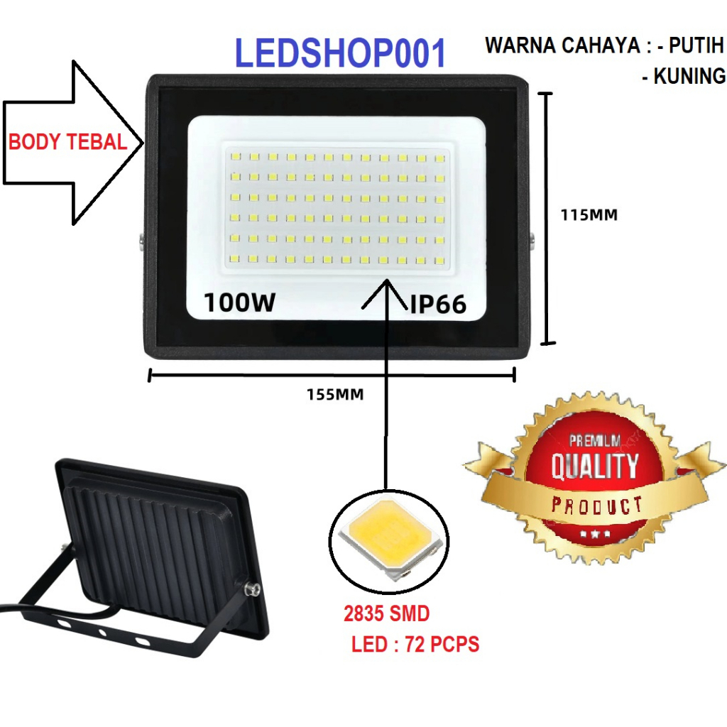 Jual Lampu Sorot LED 100 w Outdoor Tembak 100 w / 100 watt ip66 FLOODLIGHT Flood Light | Shopee ...