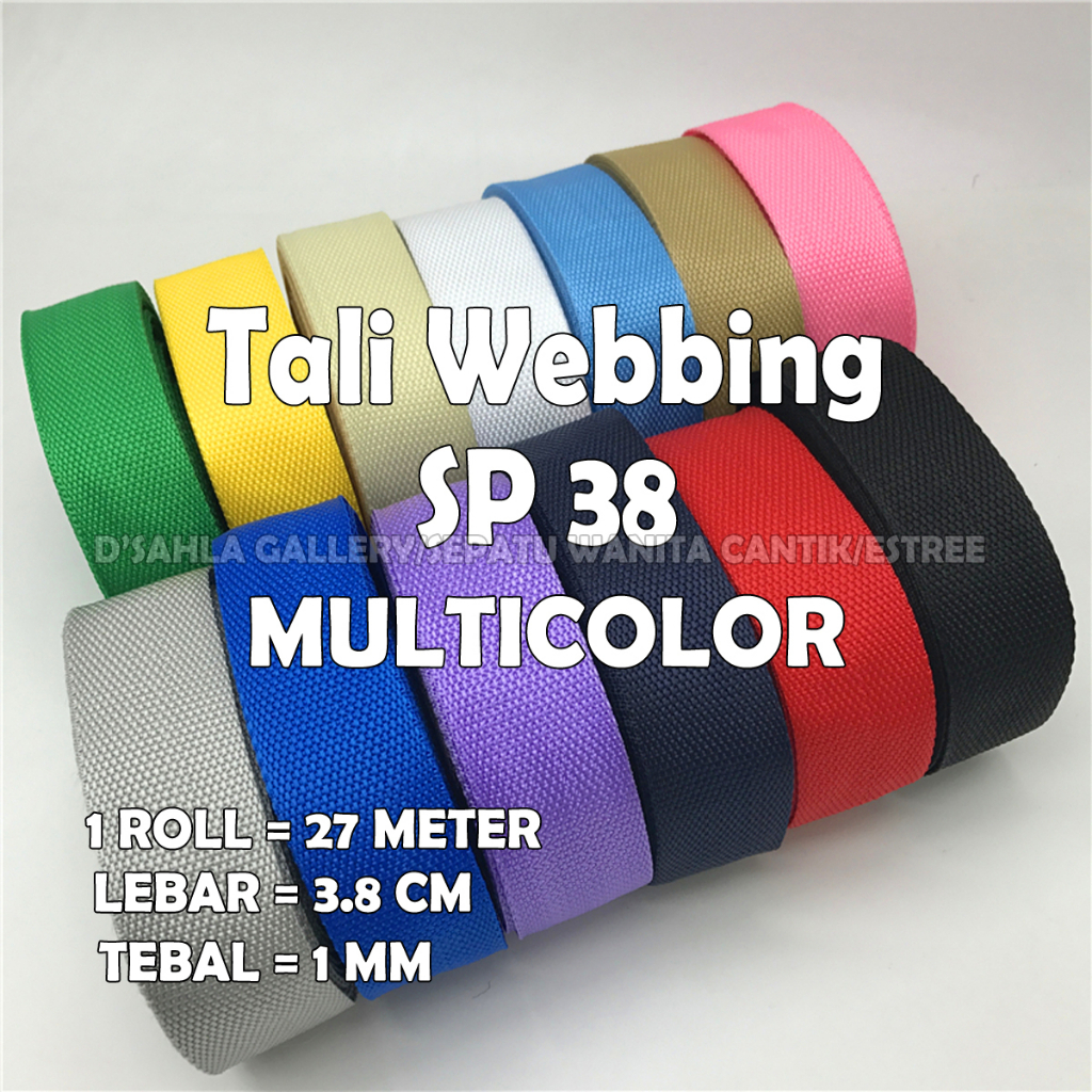 Jual Tali Webbing Sling Strap Lebar 3.8 cm Tebal 1mm untuk Tali Tas ...