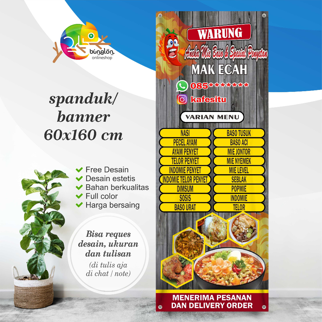 Jual 60x160 Spanduk Banner Warung Bakso & Penyetan | Shopee Indonesia