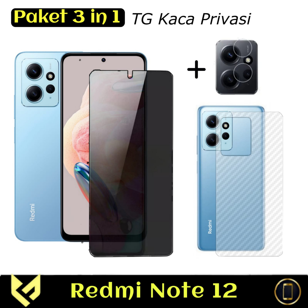 Jual Paket 3in1 Tempered Glass Redmi Note 12 4G / Redmi Note 12 PRO 5G ...