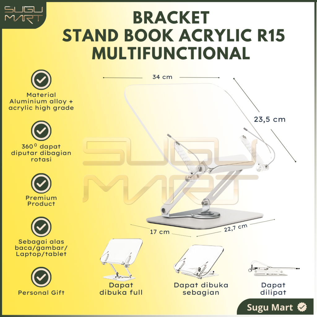 Jual Stand Book Acrylic R15 | Dudukan Buku | Tatakan Penjepit Buku | Sandaran Penyanggah Buku ...