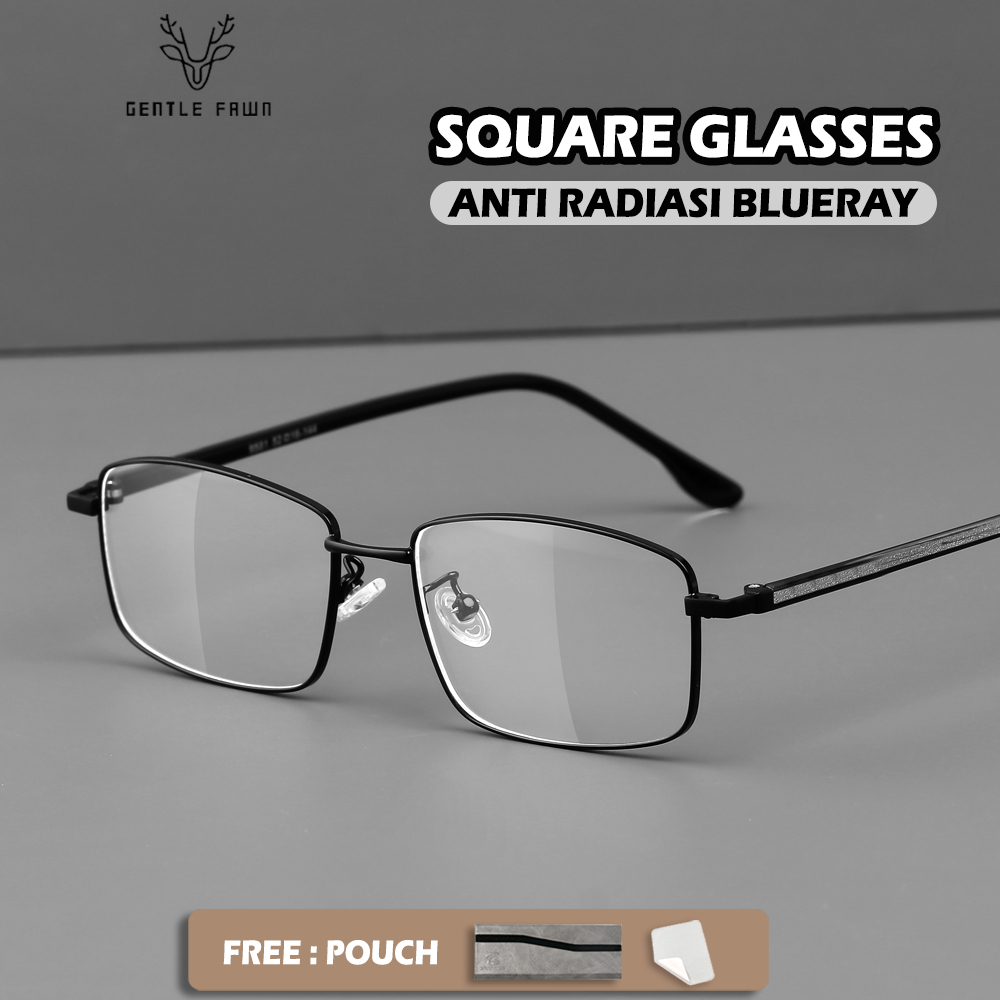 Jual Gentle Fawn Frame Kacamata Antiradiasi Metal Style Kotak Simple ...