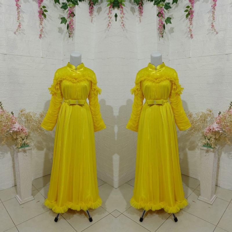 Jual Gaun Princes Kerut Versi Hijab Gaun Maternity Gaun Pesta | Shopee ...