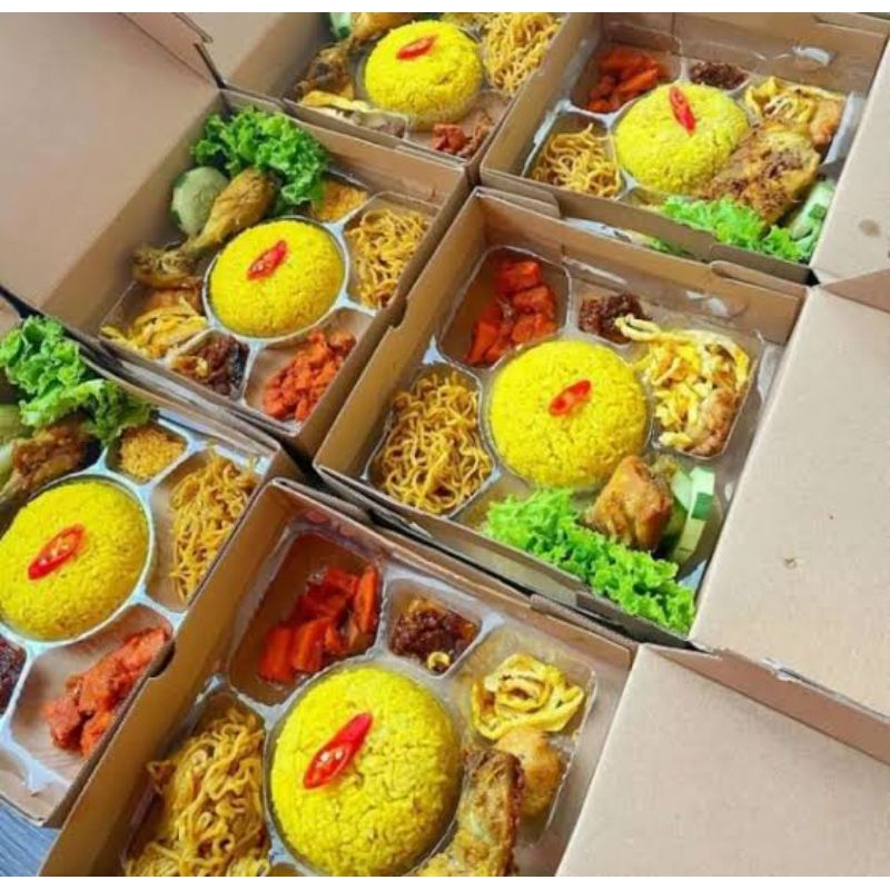Jual paket kotak nasi kuning min order 25 @20.000 | Shopee Indonesia