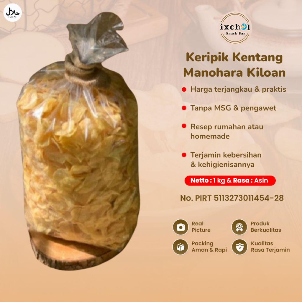 Jual Keripik Kentang Manohara Makanan Cemilan Kiloan Kripik Rasa Asin ...