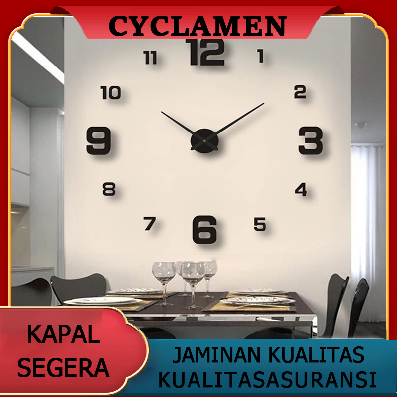 Jual Besar 3D Jam Dinding DIY Latin Angka-Raksasa Jam Dinding Bahan ...