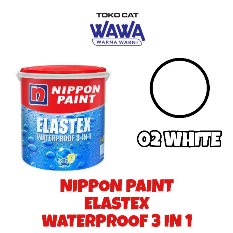 Jual cat tembok elastex waterproof 3 in 1 Nippon Paint 02 white 1kg | Shopee Indonesia