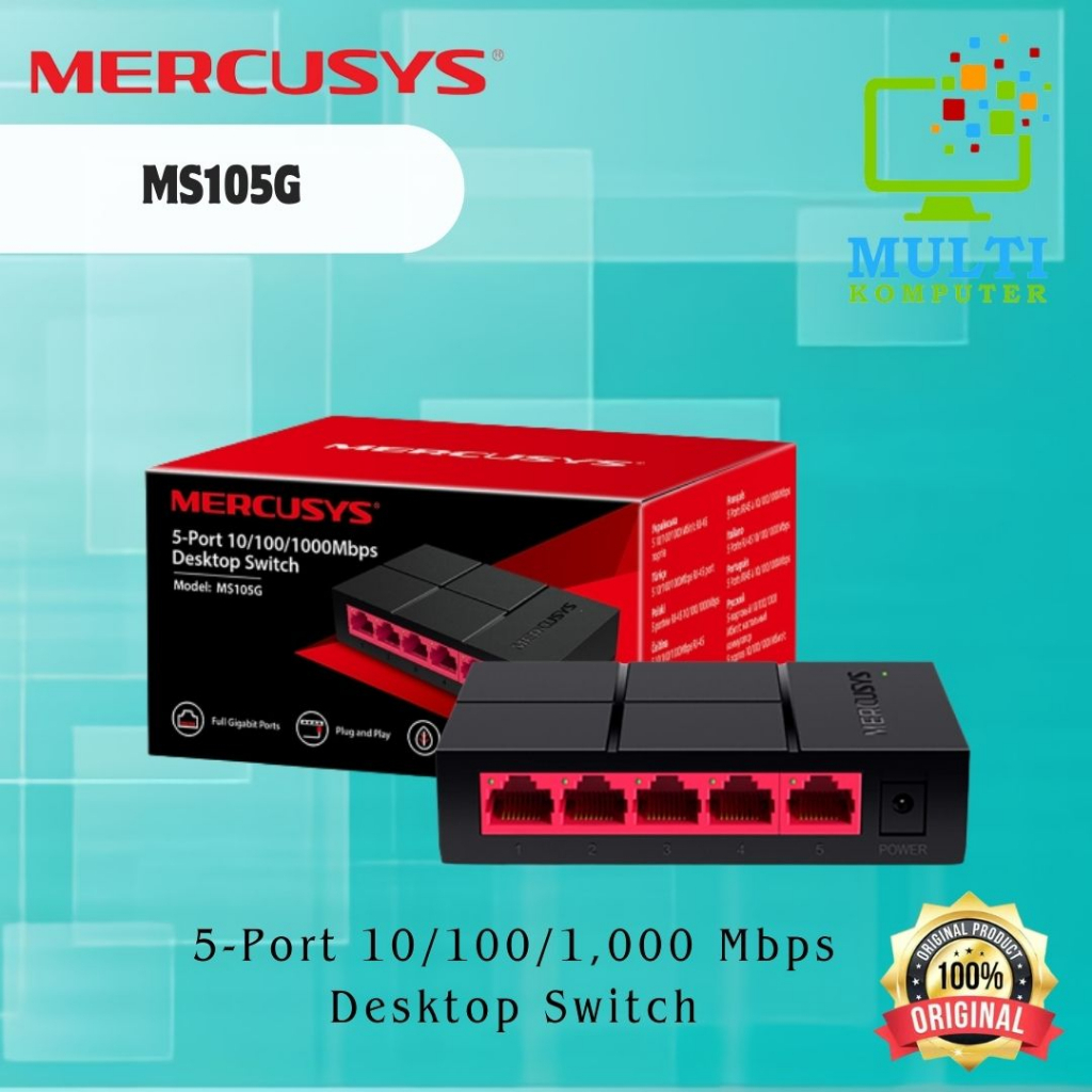 Jual Mercusys MS105G 5-Port 10/100/1000 Mbps Desktop Switch | Shopee ...