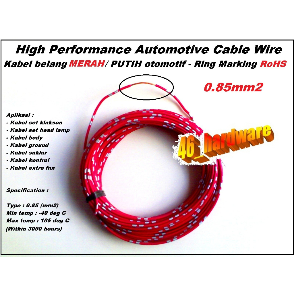Jual KABEL LISTRIK ELECTRIC WIRE BELANG RING MARKING MERAH PUTIH 0 ...