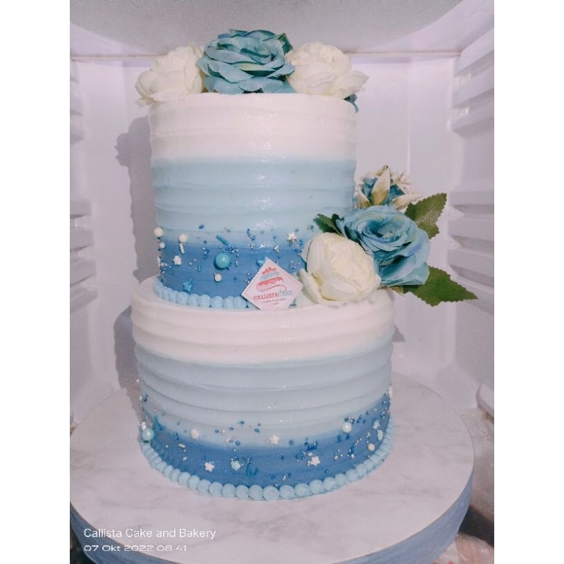 Jual Wedding Cake 2 tier Uk 16+22cm/Wedding cake cantik mungil | Shopee ...