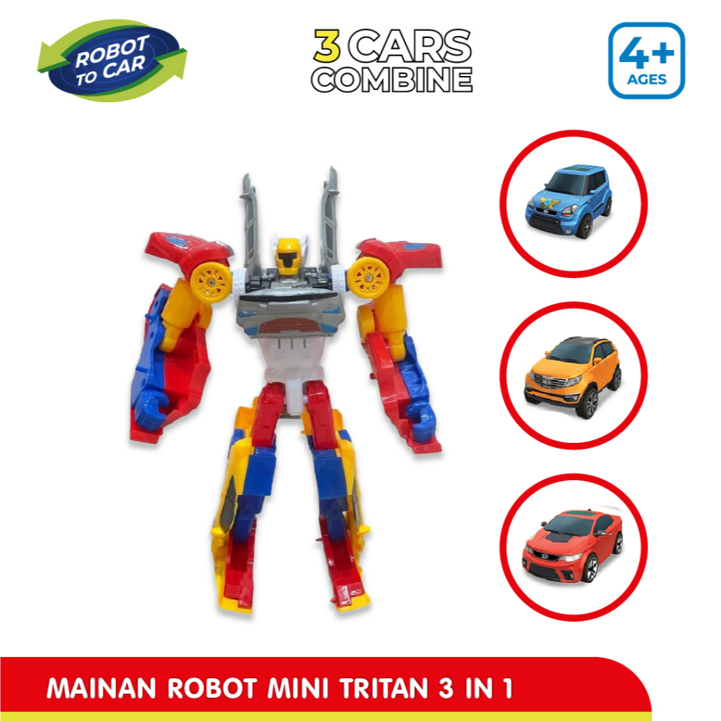 Jual Mainan Anak Laki-Laki Robot Tritan 3 in 1 Mobil Transformasi 3 ...