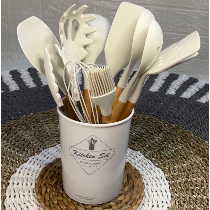 Jual Silicone Utensil Set 12 PCS Peralatan Masak Spatula Silikon Set ...