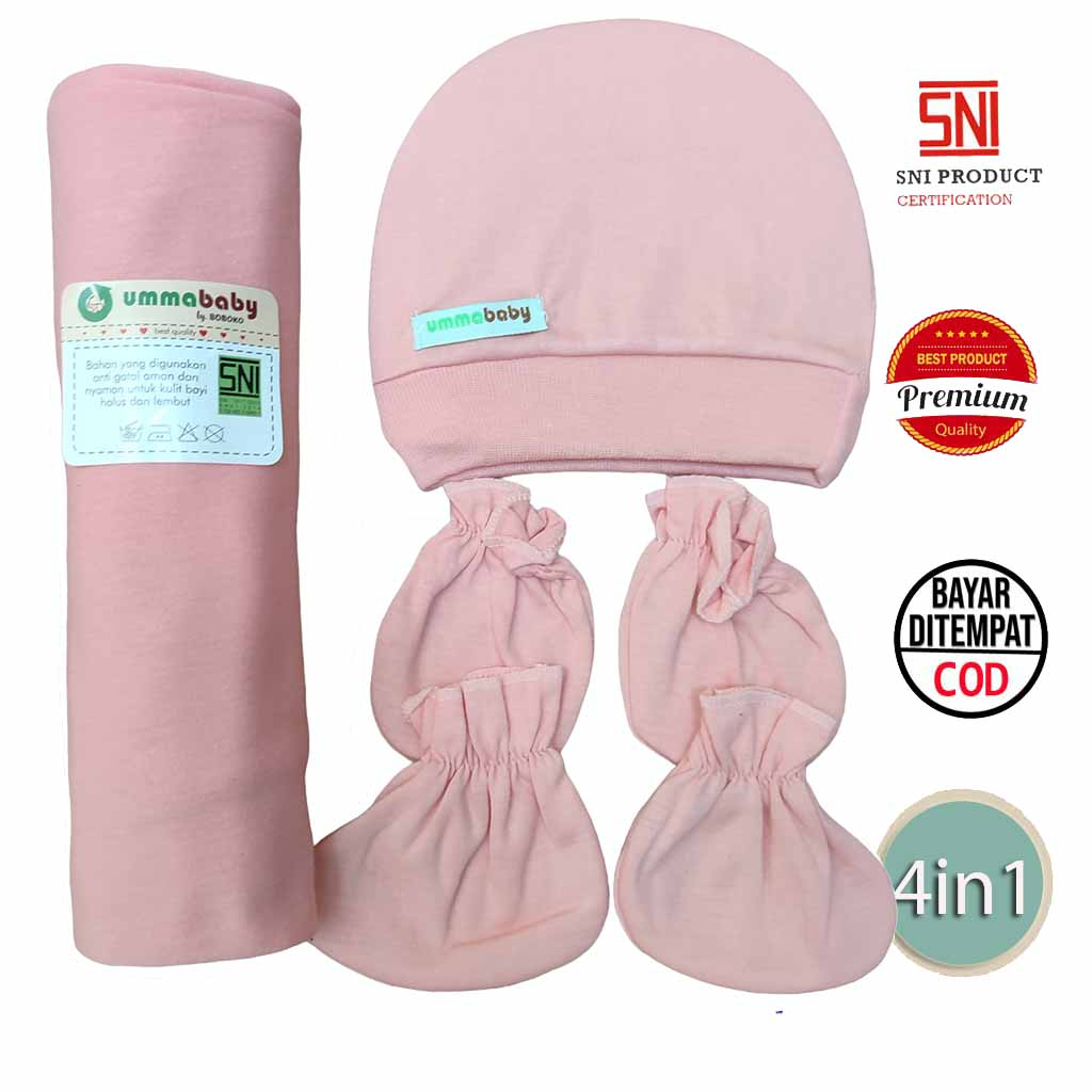 Jual 4in1 Bedong Bayi Topi Kupluk Bayi Sarung Tangan Kaki Bayi ...