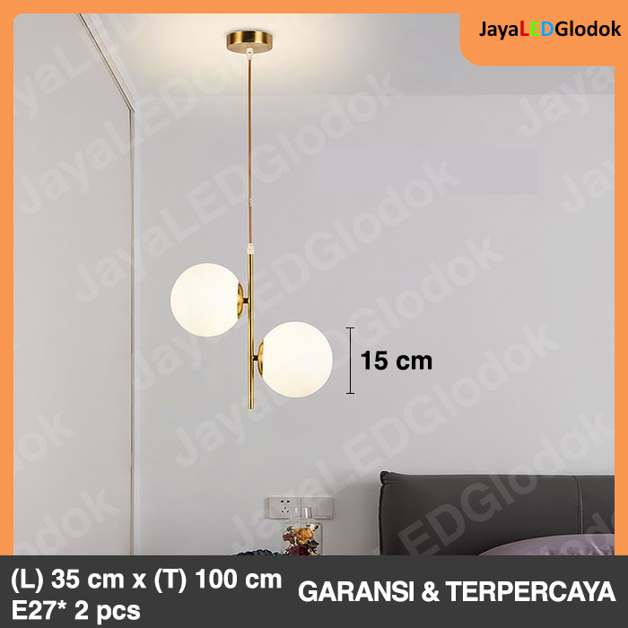 Jual Lampu Gantung Minimalis Ruang Makan Tamu Modern Mini Bar Cafe Restauran Emas 15 cm 20 cm ...