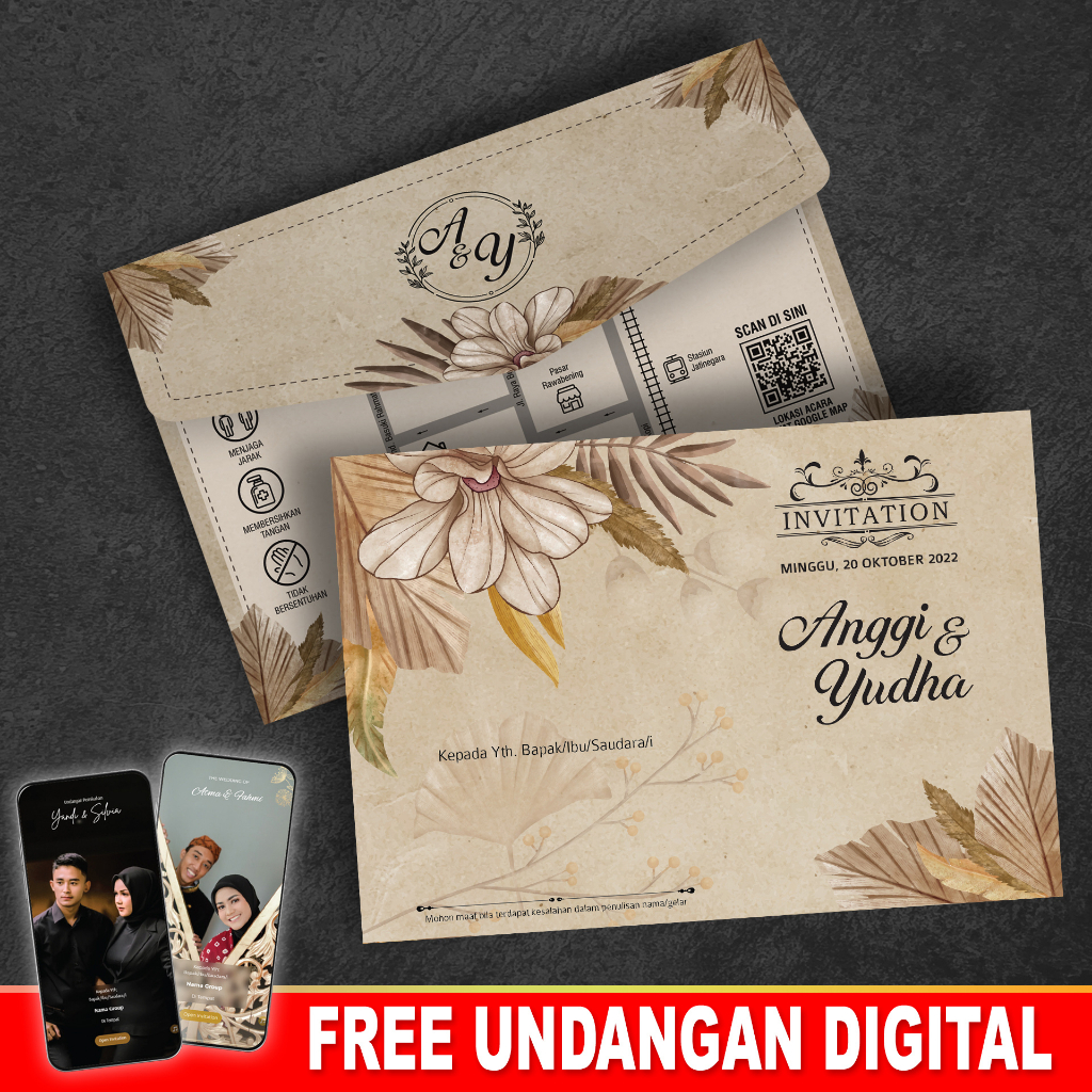 Jual Undangan Rustic Coklat Model Amplop TF1 | Shopee Indonesia