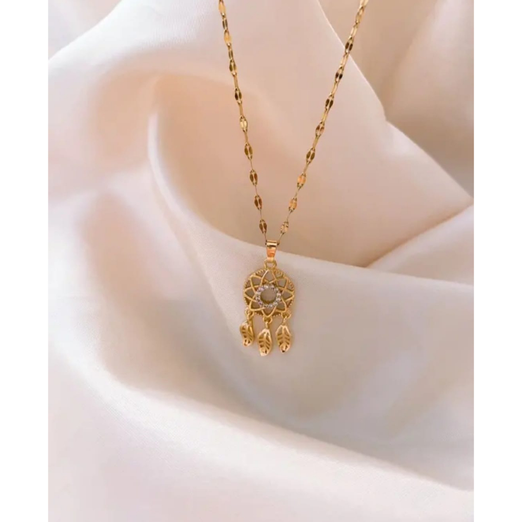 Jual Kalung Titanium Wanita Liontin Model Daun | Shopee Indonesia