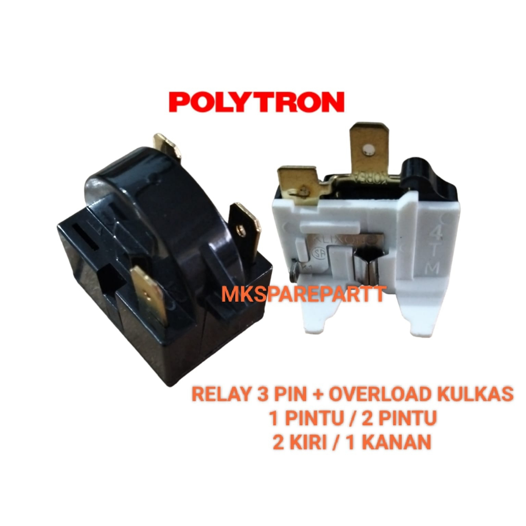 Jual Relay 3 Pin + Ptc Overload Kulkas POLYTRON 1 pintu / 2 pintu ...