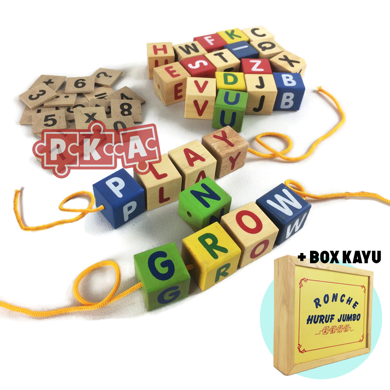 Jual Mainan Edukasi Kayu Ronche Huruf Jumbo Ronce Angka Abjad Balok ...