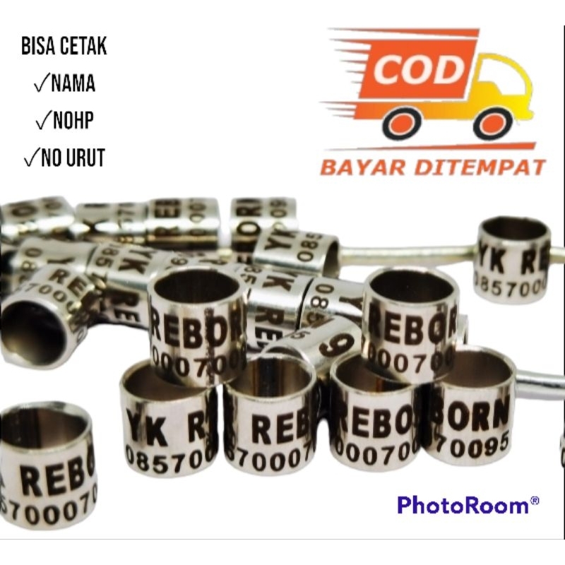 Jual GELANG MERPATI/RING MERPATI BAJA LASER CETAK NAMA ISI 25 BIJI ...