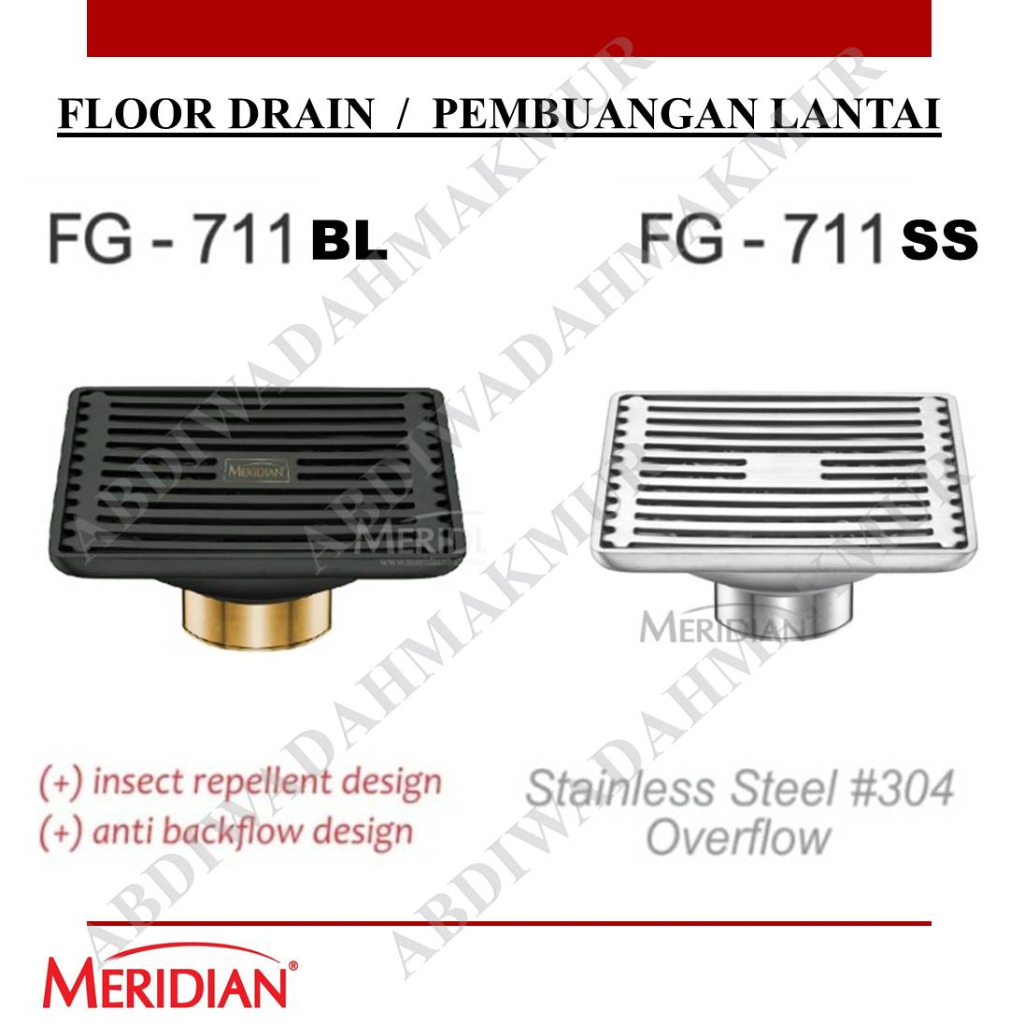 Jual FLOOR DRAIN MERIDIAN / ANTI BAU ( FG 711 SS & FG 711 BL ) | Shopee ...