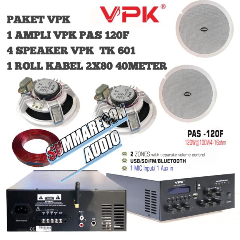 Jual Paket Sound Cafe Resto VPK pas 120F Bluetooth Original 4 Speaker ...