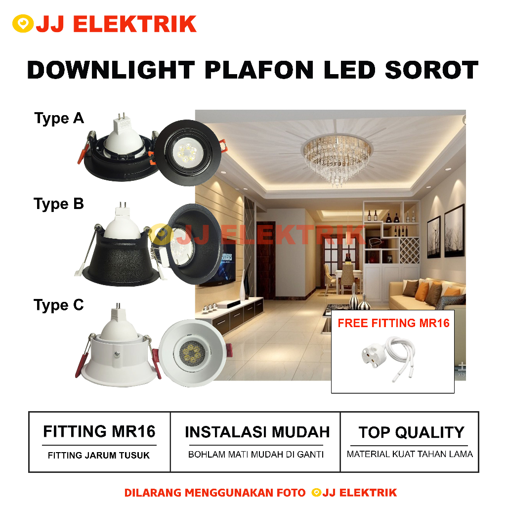 Jual Downlight Spotlight LED MR16 6W 7W Dimmer - Lampu Sorot Plafon Bisa Redup Terang, Bisa ...