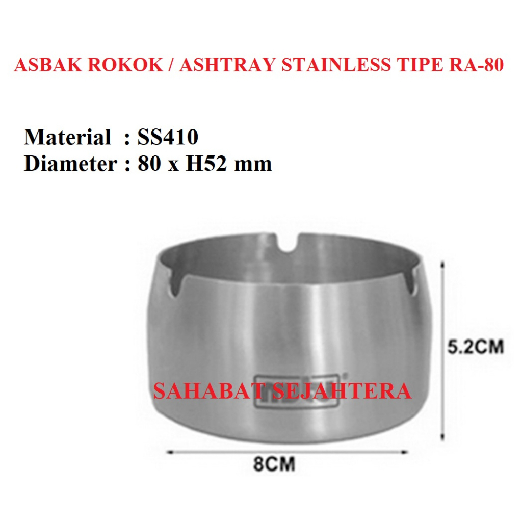 Jual Asbak Rokok / Ashtray Stainless TIPE RA-80 / RA 80 / RA80 | Shopee ...