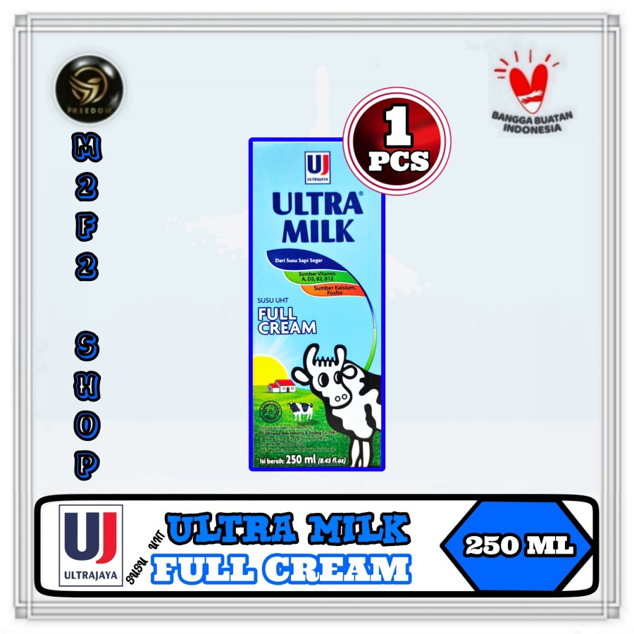 Jual Susu Ultra Milk Rasa Full Cream Kotak UHT | Plain - 250 ml (Kemasan Satuan) | Shopee Indonesia