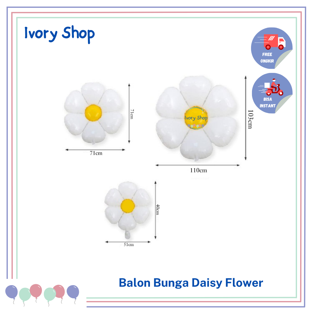 Jual Balon Bunga Daisy Flower ada 3 ukuran S / M / L Balloon Matahari ...