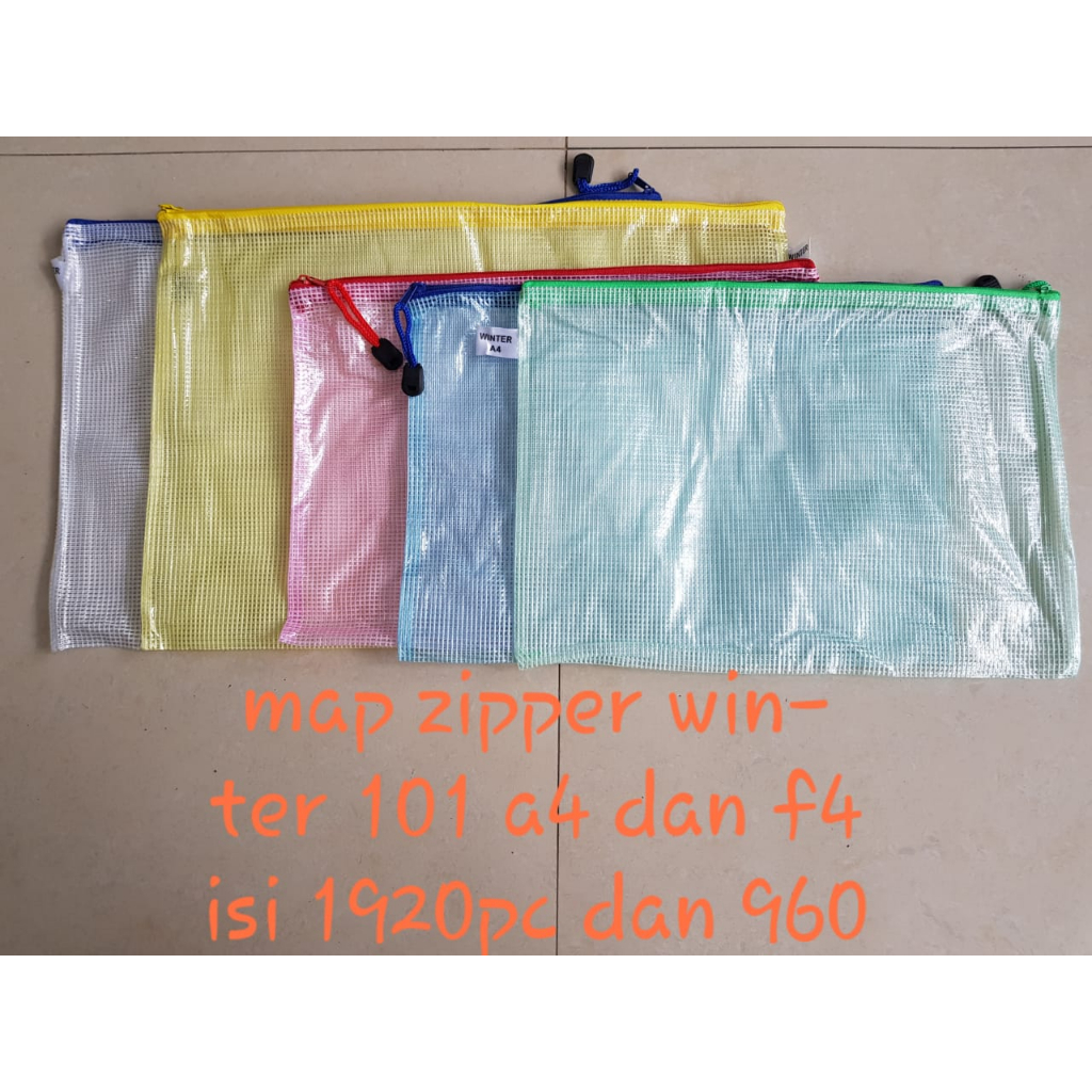 Jual Map A4 F4 Jaring Buku/Tas Dokumen Zipper Resleting POLOS/PELANGI ...