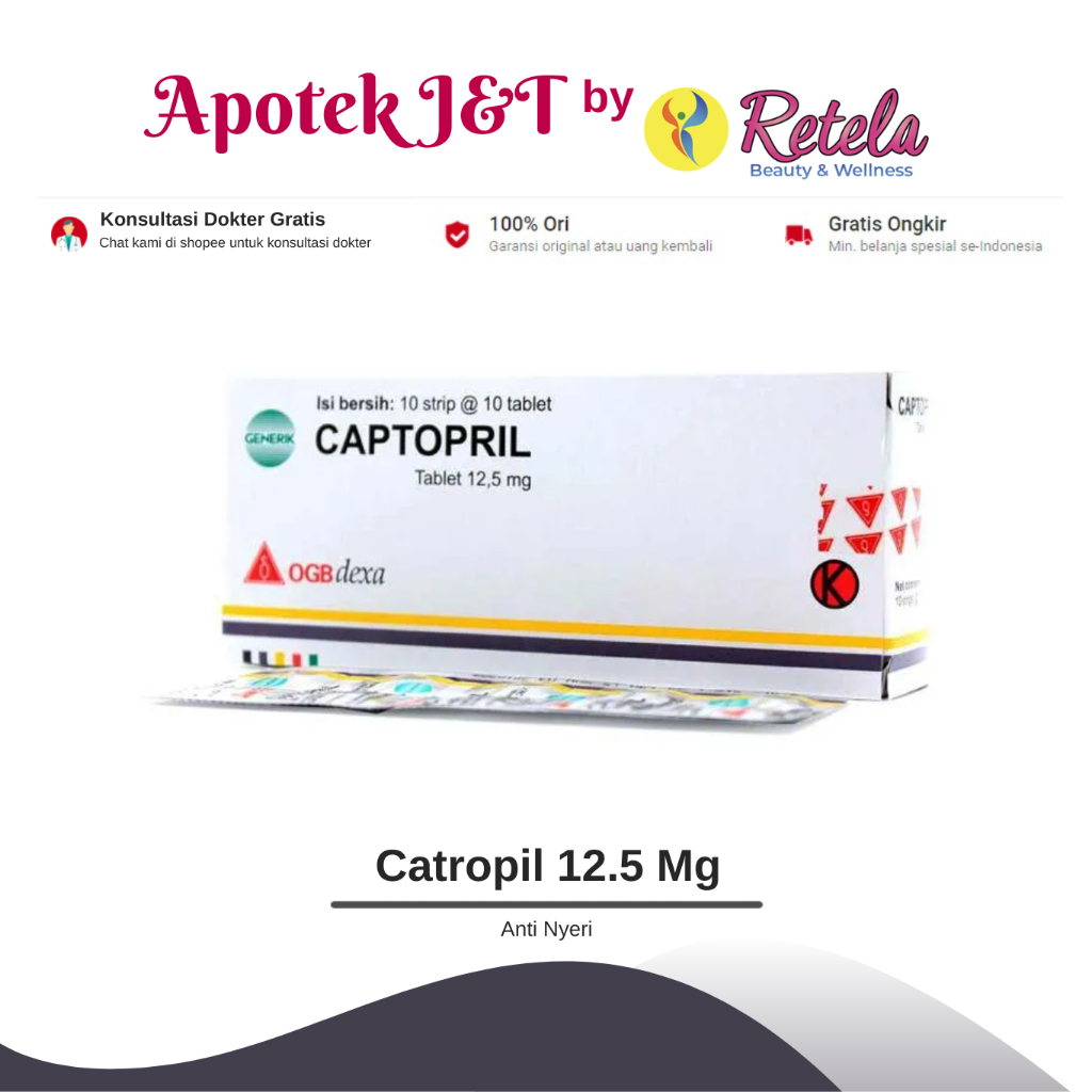 Jual CAPTOPRIL 12.5MG 1 STRIP 10 TABLET | Shopee Indonesia
