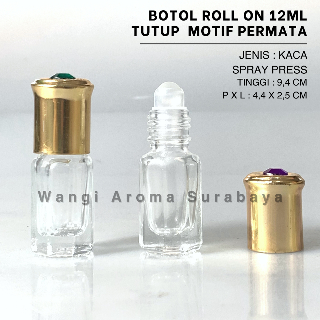 Jual Botol Roll On Tutup Permata 3ML - Botol Parfum Roll On Permata ...