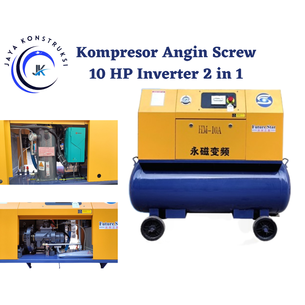 Jual Kompresor Angin Screw/Kompresor Udara 10 HP Inverter 2 in 1 ...