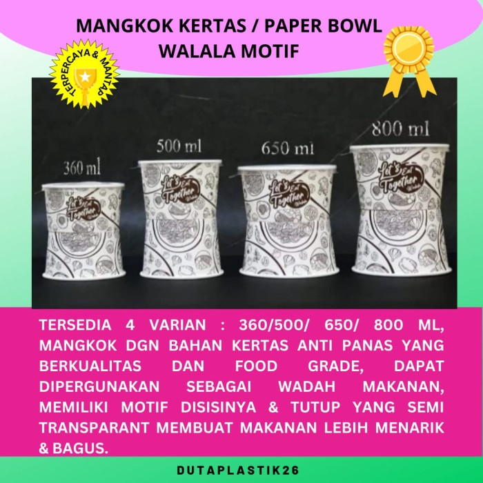 Jual Paper Bowl Motif Merk Walala & Merk Nest Motif Sticker Mangkok ...