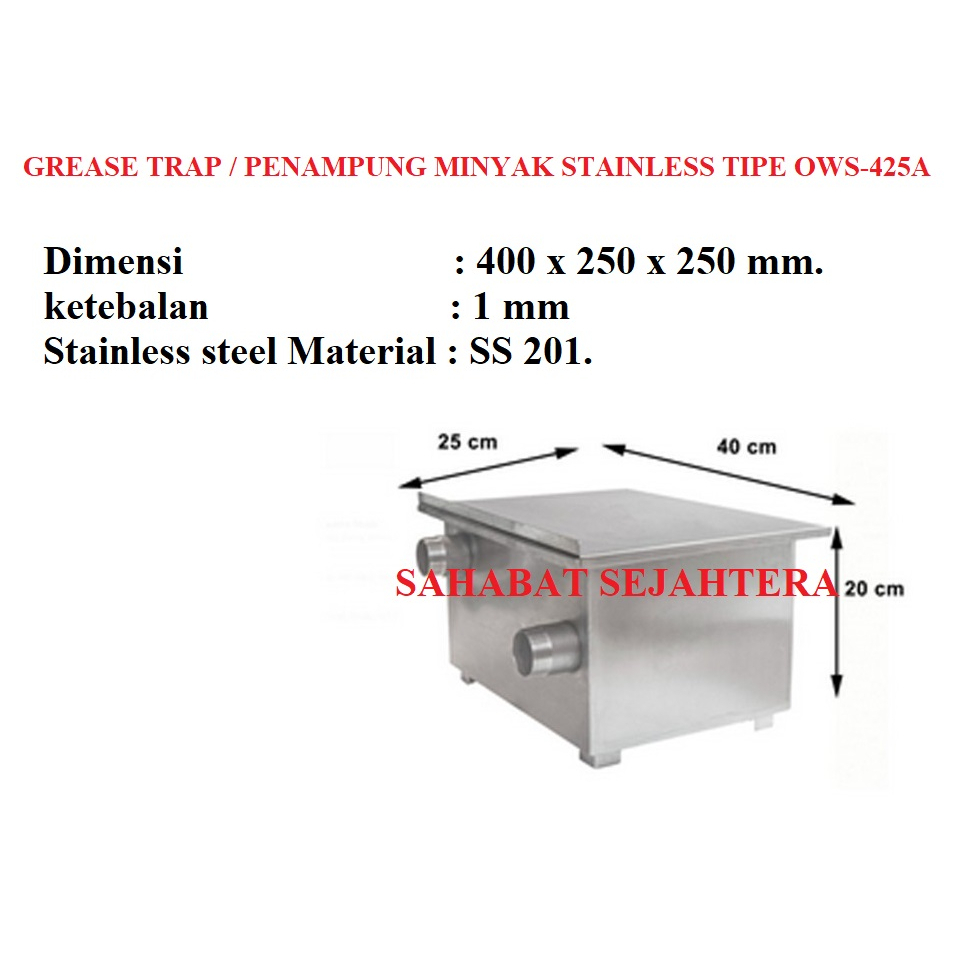 Jual Grease Trap / Penampung Minyak Stainless TIPE OWS-425A / OWS 425A ...