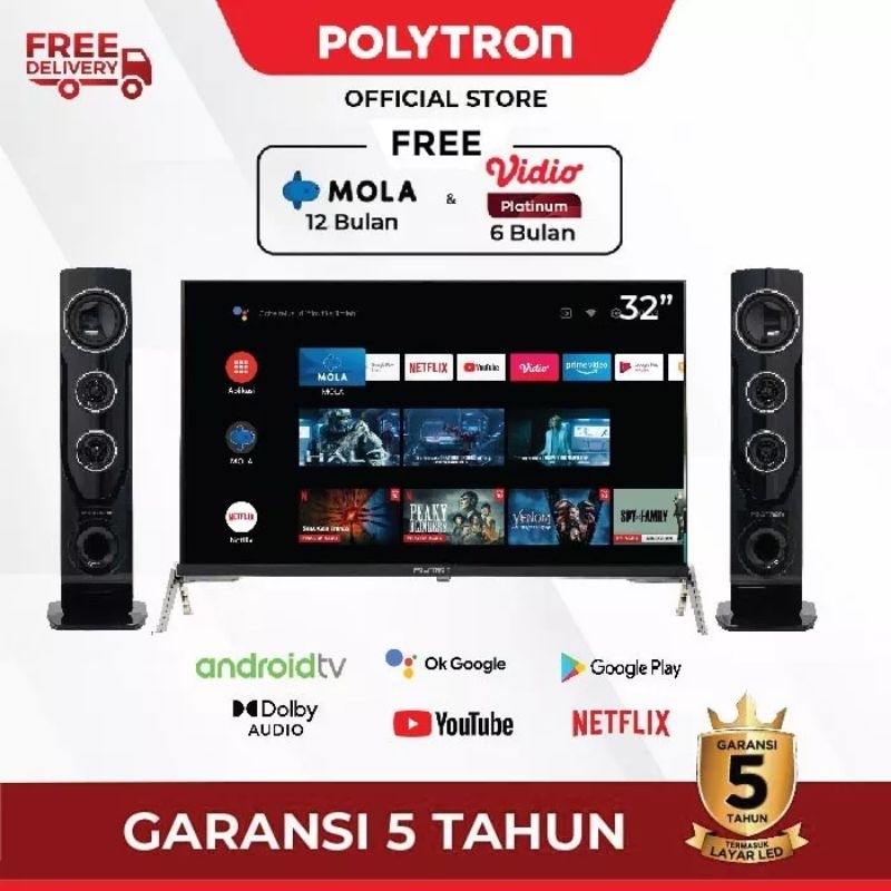Jual TV LED POLYTRON SMART TV ANDROID 32 INCH 32 TAG 9855 | Shopee Indonesia