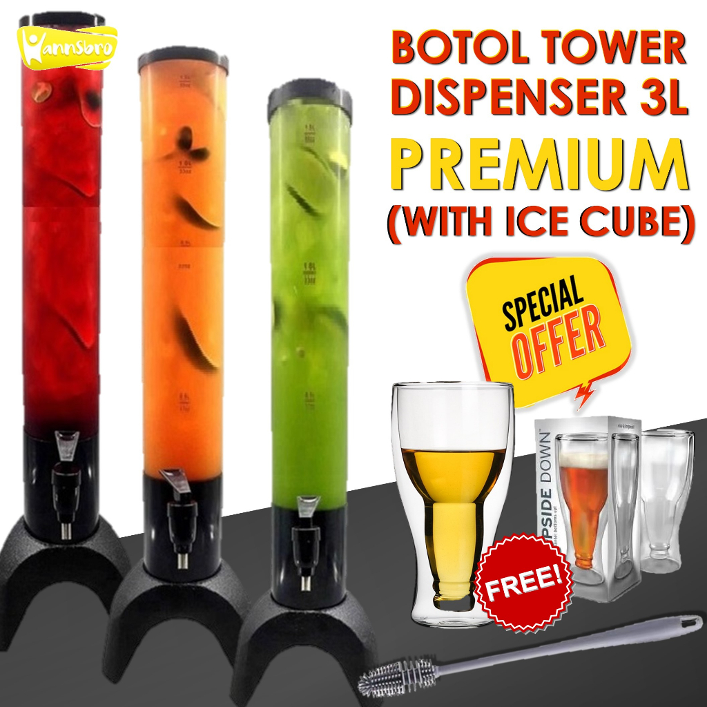 Jual BERGARANSI 3L Botol Tower Ice Cube Beer Tower Dispenser With LED ...