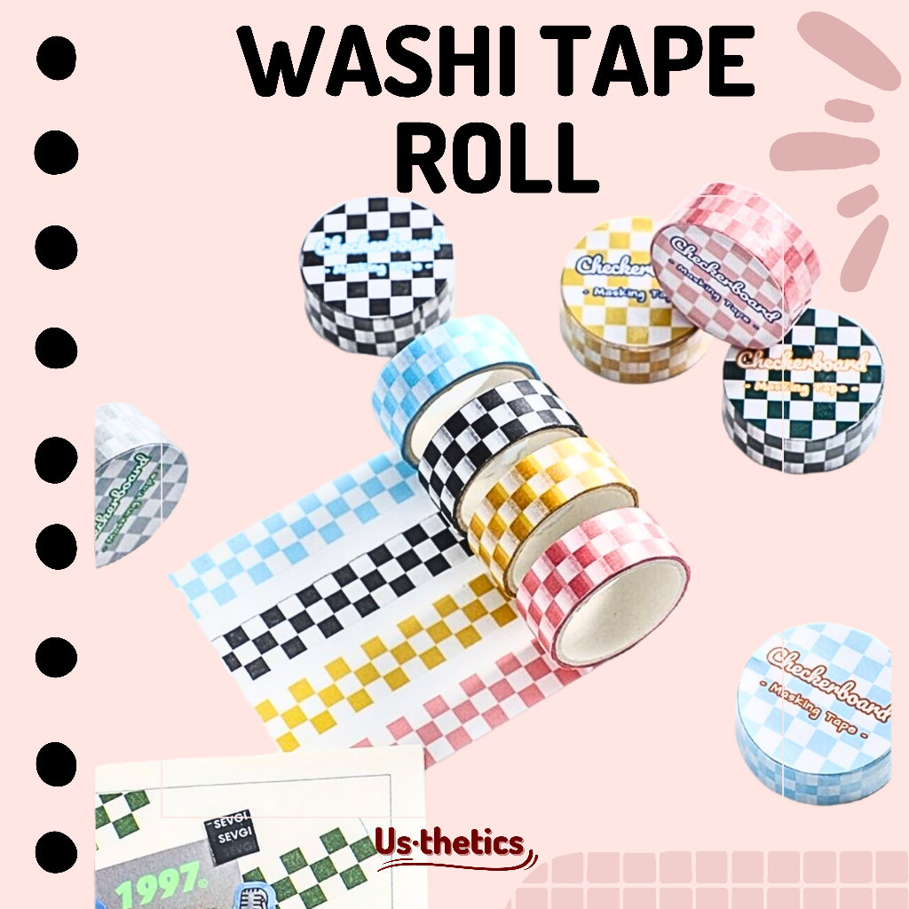 Jual (1 ROLL) Washi tape GRID selotip kertas 1,5cmx3m | isolasi mini ...
