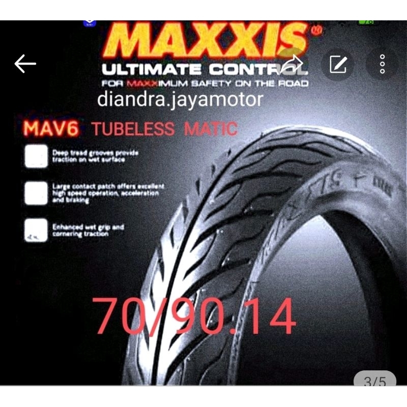 Jual BAN MAXXIS DIAMOND MA-3DN - TUBELESS SCOOTER MATIC RING 14 ( 70/90 ...