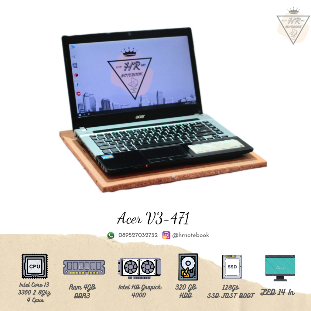Jual Laptop Acer V3-471 Ram 4 Gb SSD 128 GB Hdd 320 Gb Booting Melesat ...