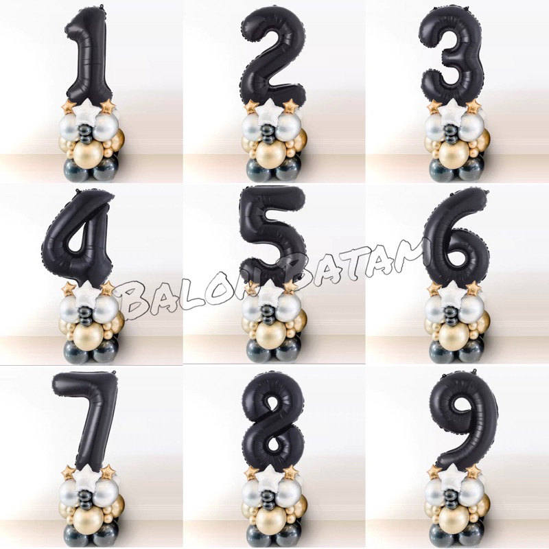Jual Paket Balon Angka Hitam 100cm JUMBO | Shopee Indonesia