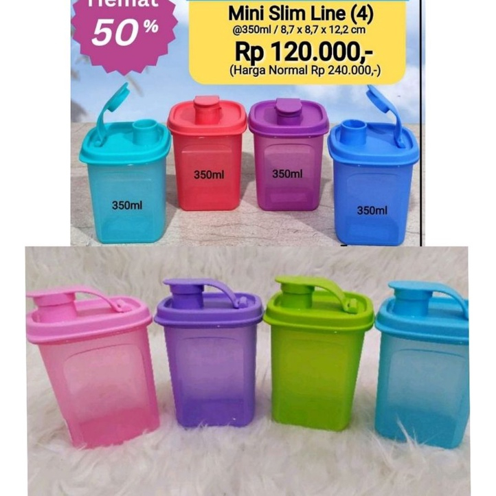 Jual Tupperware Mini Slim Line 350ml 4pcs 4warna | Shopee Indonesia